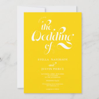 Retro photo yellow script wedding Qr code Invitation | Zazzle