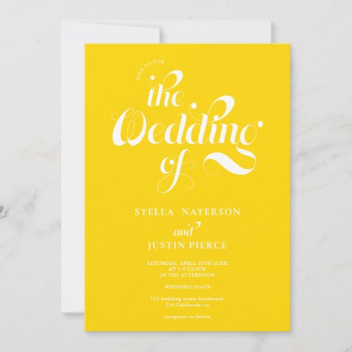 Retro photo yellow script wedding Qr code Invitation | Zazzle