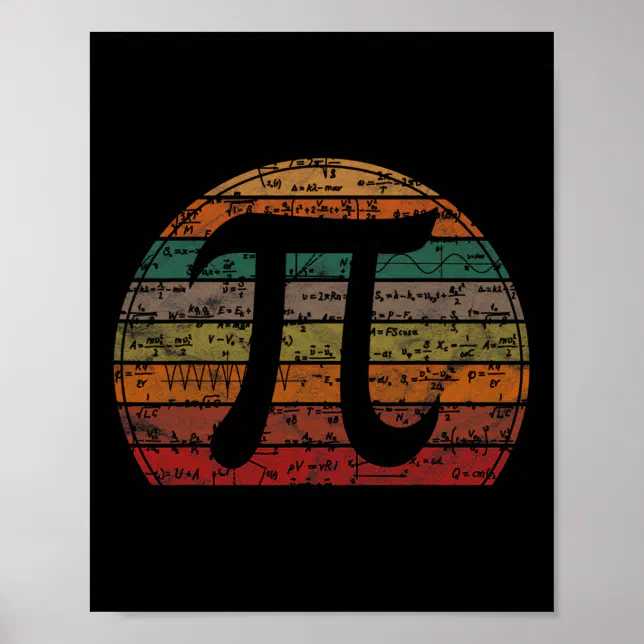 Retro Pi Symbol Sunset Gift Math Equations Geek Pi Poster | Zazzle