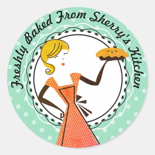 Retro pie housewife bakery from the kitchen of classic round sticker ...