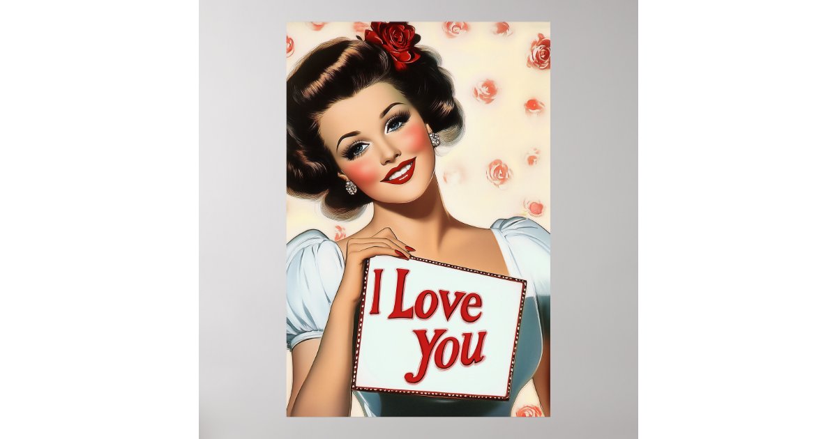 Retro Pin-Up Love Poster | Zazzle