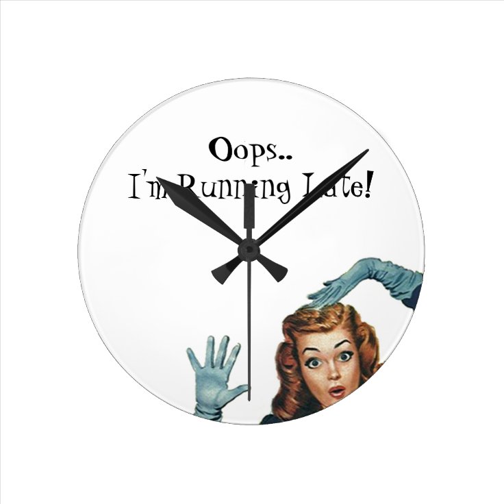 Retro Pin-up Running Late Oops Gift Clock Vintage | Zazzle