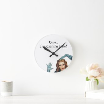 Retro Pin-up Running Late Oops Gift Clock Vintage | Zazzle