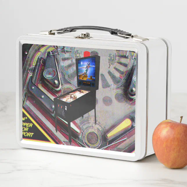 Retro Pinball & Add Initials Back Metal Lunchbox | Zazzle