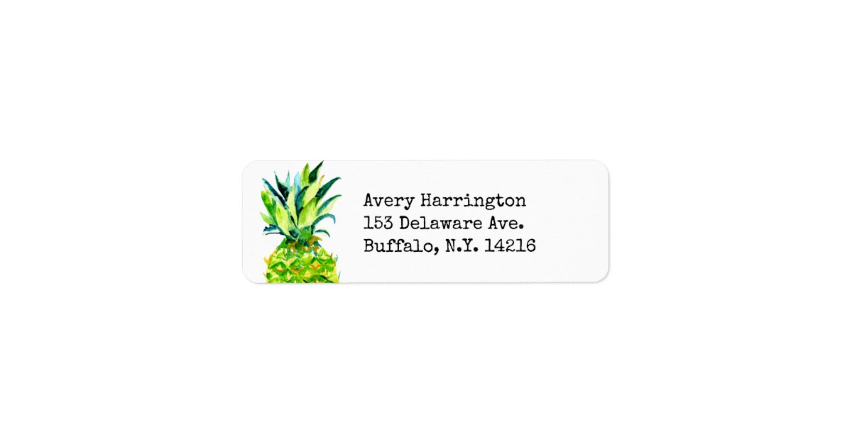 Retro Pineapple Hand-Drawn Hawaii Return Address Label | Zazzle