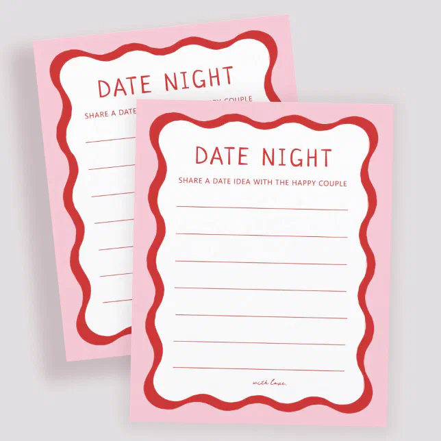 Retro Pink and Bridal Shower Red Date Night Ideas | Zazzle