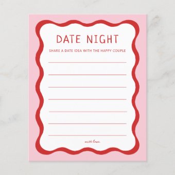 Retro Pink and Bridal Shower Red Date Night Ideas | Zazzle
