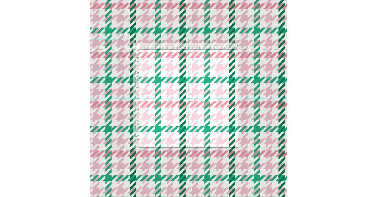 Retro pink and green houndstooth plaid pattern fabric | Zazzle