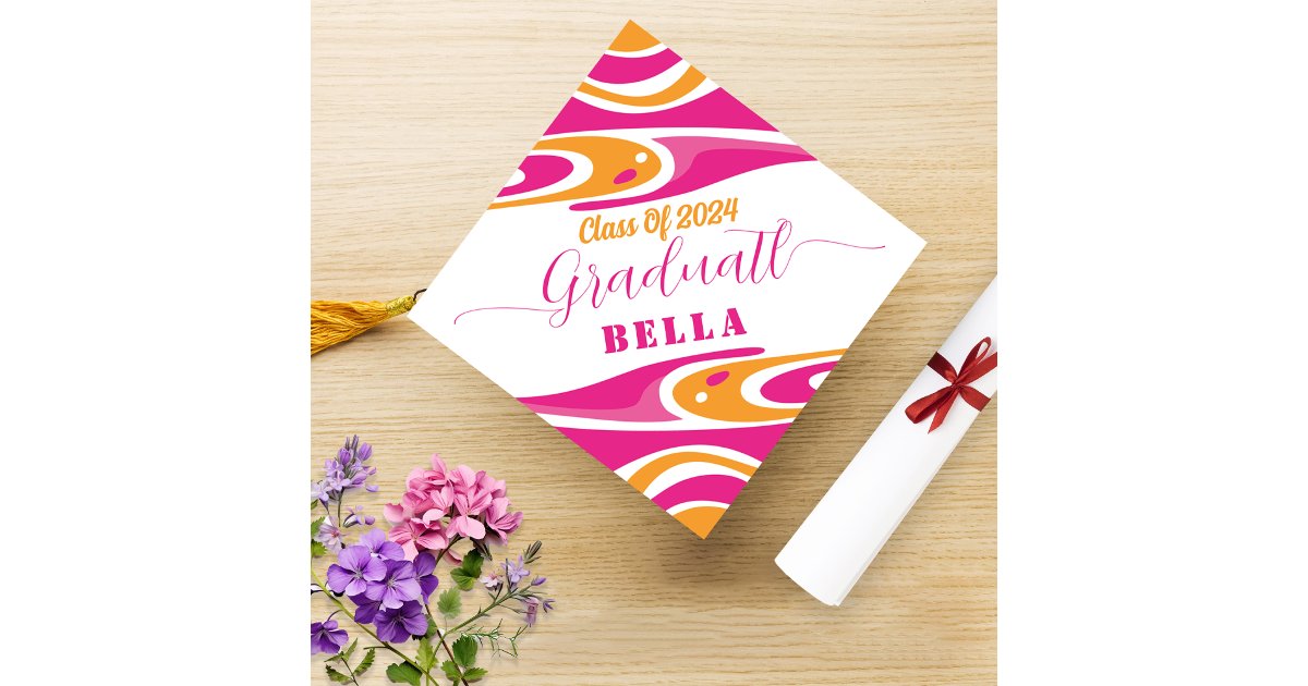Retro Pink And Orange Tassel Topper | Zazzle