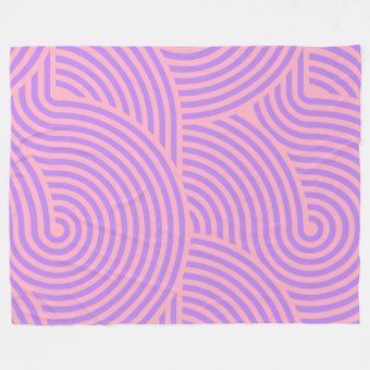 Retro Pink and Purple Groovy Lines Pattern Fleece Blanket | Zazzle