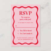 Retro Pink and Red Wave Wedding RSVP Enclosure Card | Zazzle