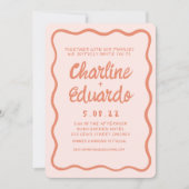 Retro Pink and Red Wavy Handwriting Wedding Invit Invitation | Zazzle
