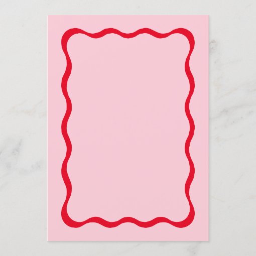 Retro Pink and Red Wavy Wedding Party Menu Cards | Zazzle