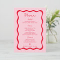 Retro Pink and Red Wavy Wedding Party Menu Cards | Zazzle