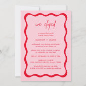 Retro Pink and Red We Eloped Elopement Reception Invitation | Zazzle