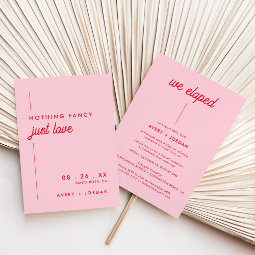 Retro Pink and Red We Eloped Elopement Reception Invitation | Zazzle