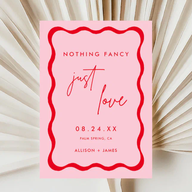 Retro Pink and Red We Eloped Elopement Reception Invitation | Zazzle