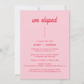 Retro Pink and Red We Eloped Elopement Reception Invitation | Zazzle
