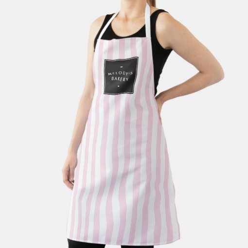 Retro Pink and White Stripes Apron | Zazzle