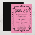 Retro Pink & Black Handwritten 34th Birthday Party Invitation | Zazzle
