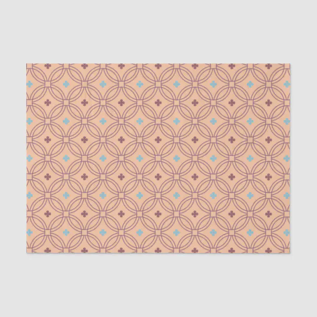 Retro Pink & Blue Interlocking Geometric Pattern Tissue Paper | Zazzle
