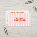 Retro Pink Boho Groovy Pinstripes Girly QR Code Business Card | Zazzle