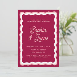 Retro Pink Bold Typography Engagement Party Invitation | Zazzle