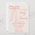 Retro Pink Bow Hand Drawn Written Baby Girl Shower Invitation | Zazzle