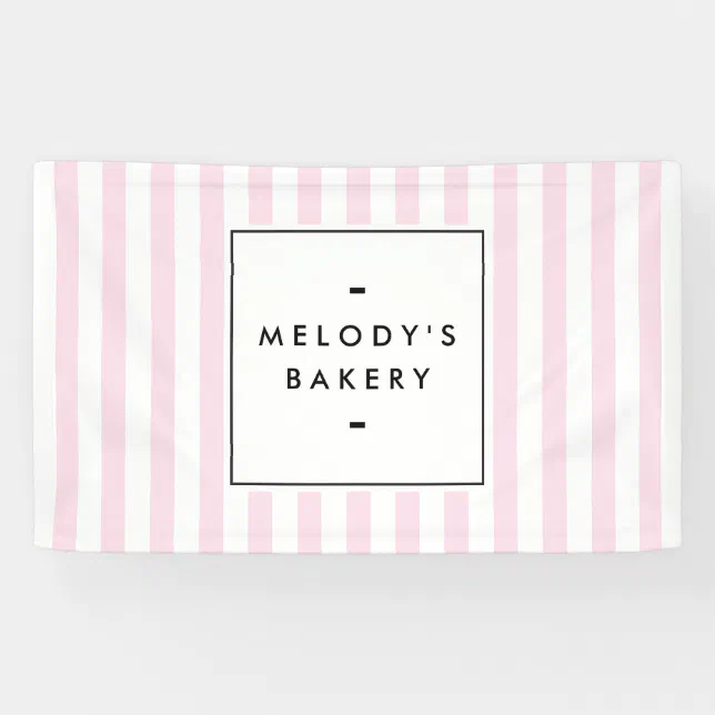 Retro Pink Candy Stripes Bakery Banner | Zazzle