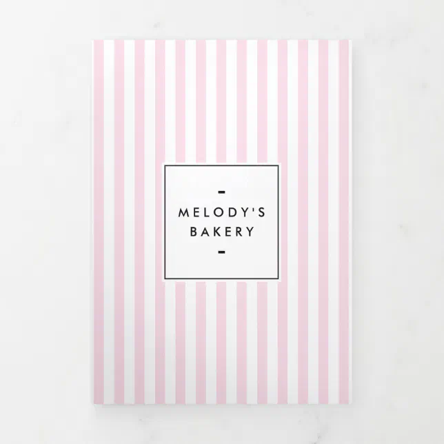 Retro Pink Candy Stripes Bakery Catering Brochure | Zazzle