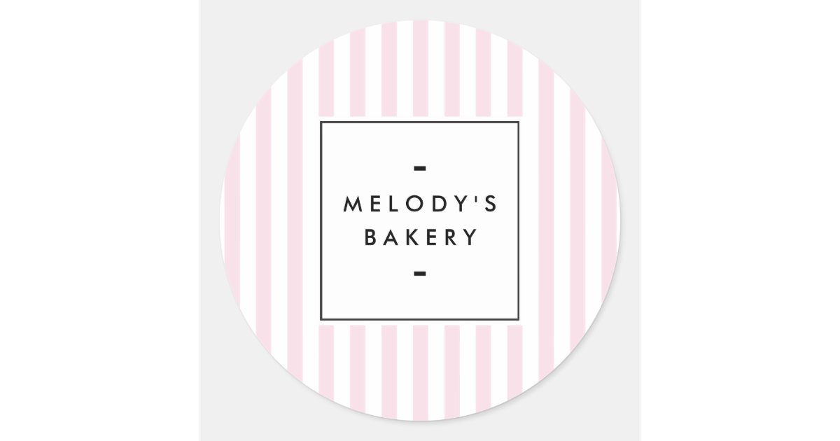 Retro Pink Candy Stripes Bakery Classic Round Sticker | Zazzle
