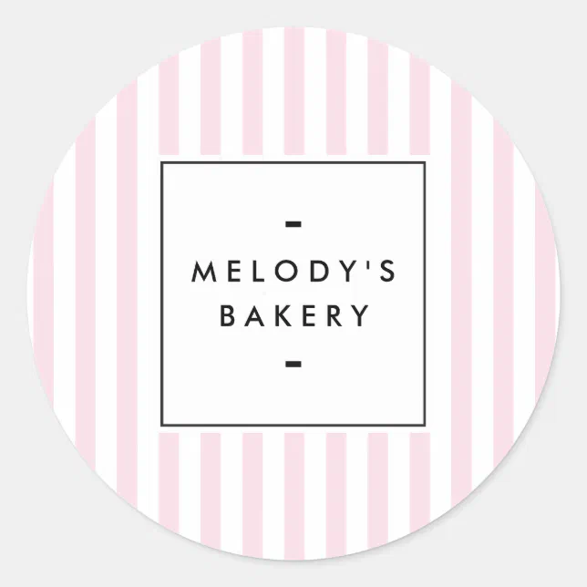 Retro Pink Candy Stripes Bakery Classic Round Sticker | Zazzle