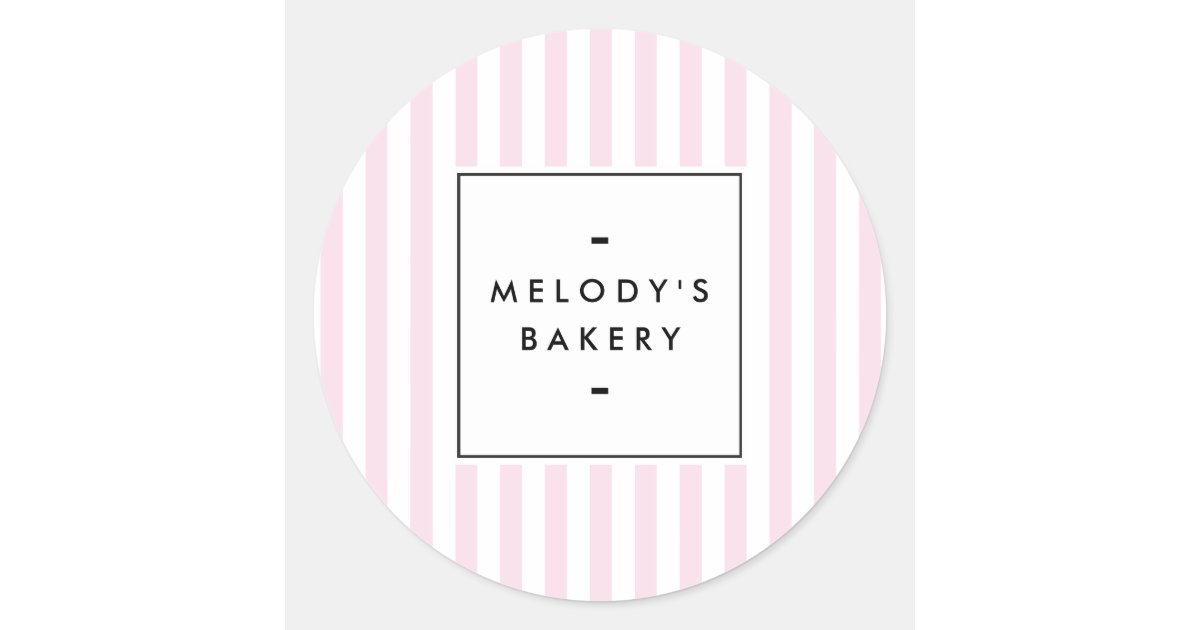 Retro Pink Candy Stripes Bakery Classic Round Sticker | Zazzle
