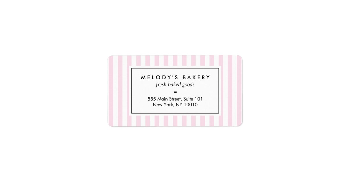 Retro Pink Candy Stripes Bakery Label | Zazzle