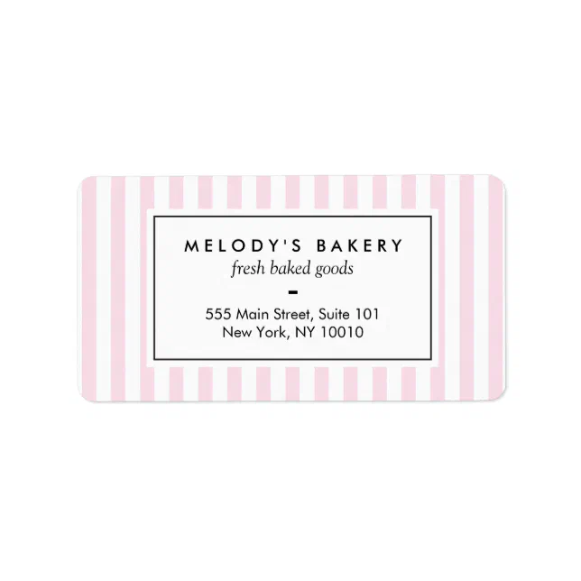 Retro Pink Candy Stripes Bakery Label | Zazzle