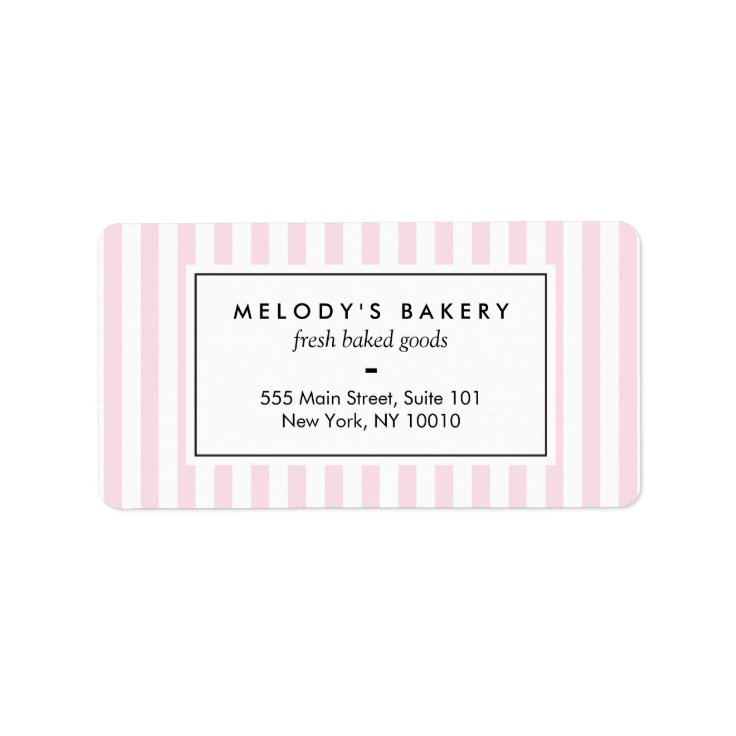 Retro Pink Candy Stripes Bakery Label | Zazzle