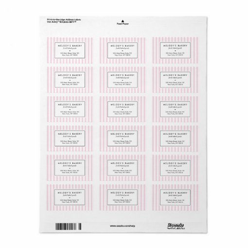 Retro Pink Candy Stripes Bakery Label | Zazzle