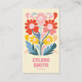 Retro Pink Colorful Groovy Floral Boho Girly Bold Business Card | Zazzle