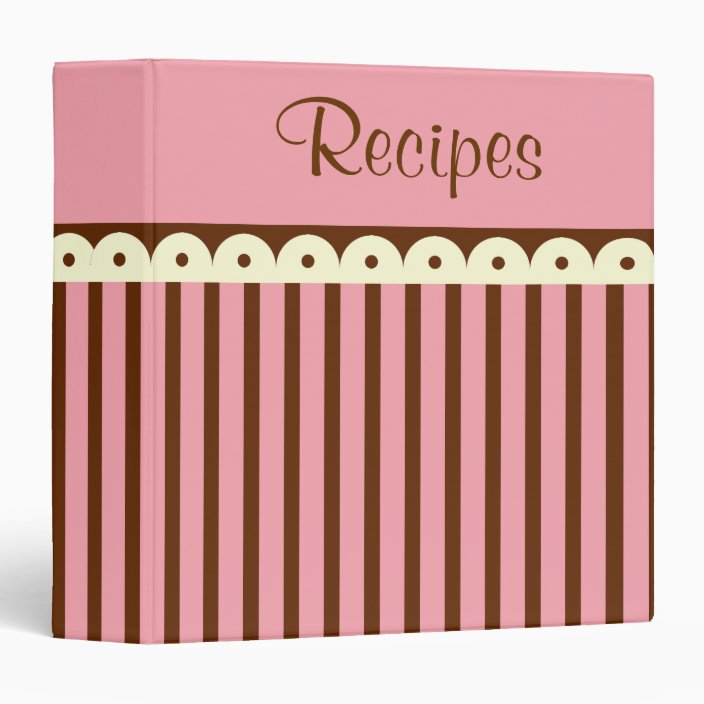 Retro Pink Cookbook Recipe Organizer Kitchen Gift 3 Ring Binder ...