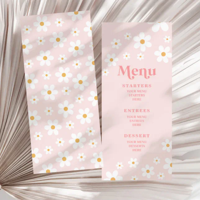 Retro Pink Daisy Menu | Zazzle