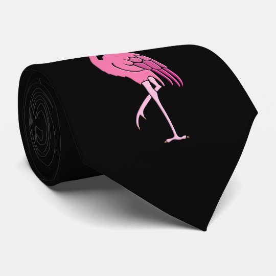 Retro Pink Flamingo on Black Background Neck Tie | Zazzle.com