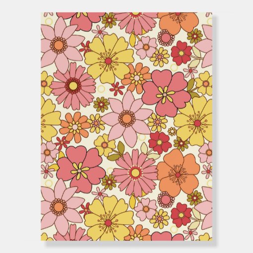 Retro Pink Floral Groovy Graduation Photo Welcome Foam Board | Zazzle