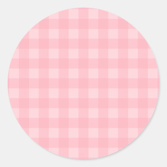 Retro Pink Gingham Checkered Pattern Background Classic Round Sticker ...
