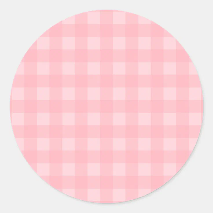 Retro Pink Gingham Checkered Pattern Background Classic Round Sticker ...