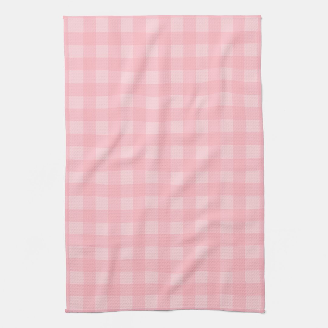 Retro Pink Gingham Checkered Pattern Background Kitchen Towel | Zazzle