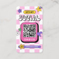 Retro Pink Groovy Logo Social Media QR Code Business Card | Zazzle
