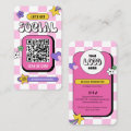 Retro Pink Groovy Logo Social Media QR Code Business Card | Zazzle