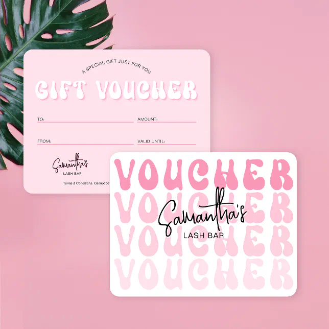 Retro Pink Groovy Trendy Beauty Salon Gift Voucher Card | Zazzle
