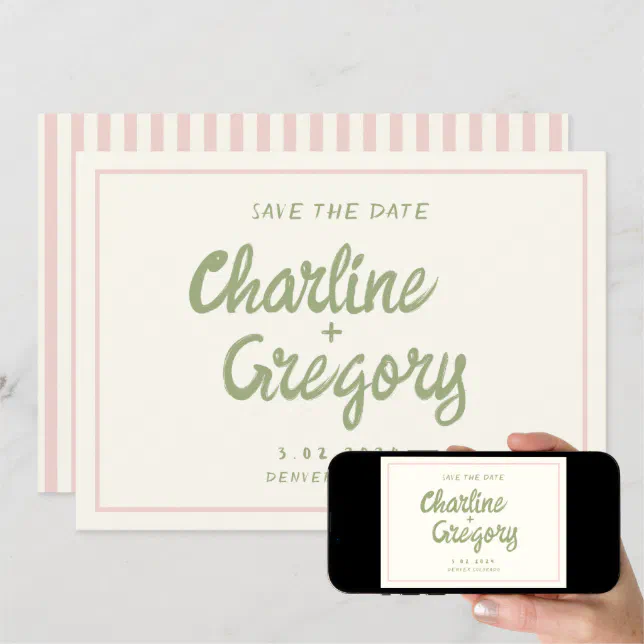 Retro Pink Handwriting Wedding Save the Date Invitation | Zazzle Retro Pink Handwriting Wedding Save the Date Invitation | Zazzle