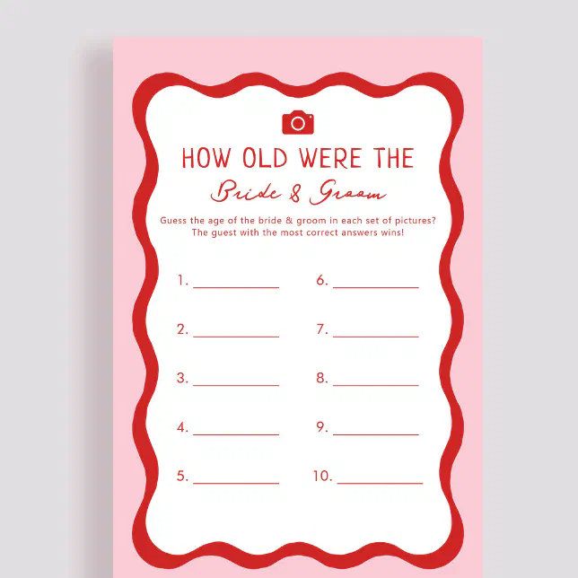 Retro Pink How Old Were The Bride And Groom Game | Zazzle